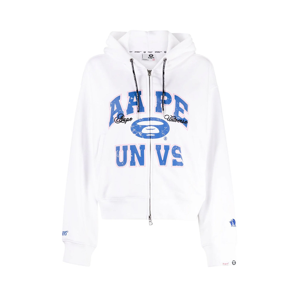 AAPE BY BATHING APE UNVS Zip Up Hoodie White Blue – voilà.id