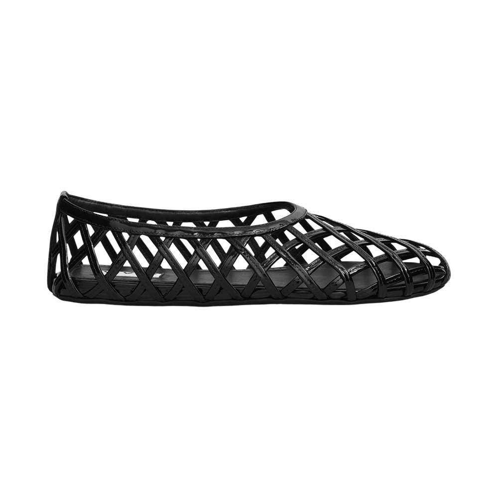 Alaïa Cage Ballet Flat Patent Calfskin Black – voilà.id