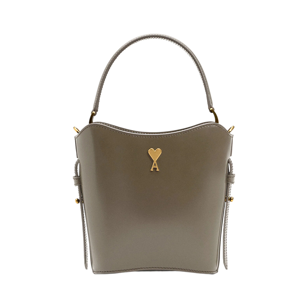 AMI Paris Mini Paris Leather Bucket Bag Carbon – voilà.id