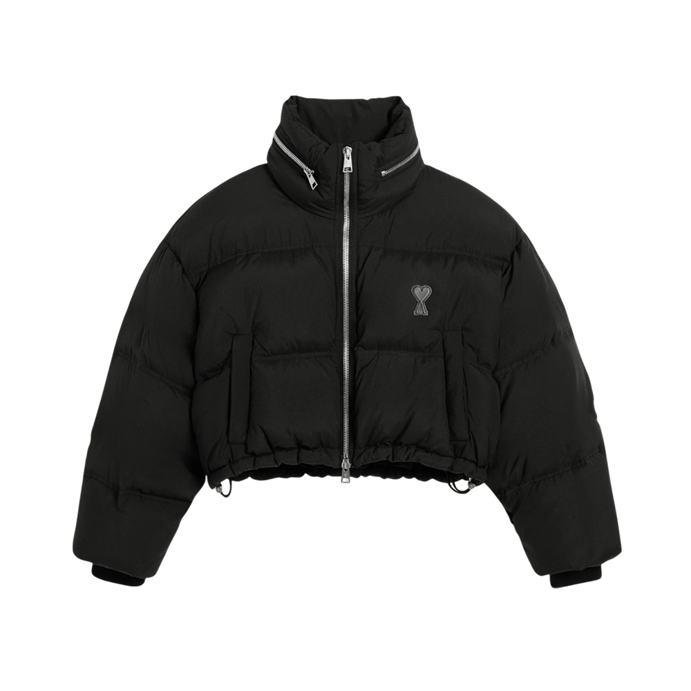 AMI Paris Ami De Coeur Technical Canvas Down Jacket Black – voilà.id