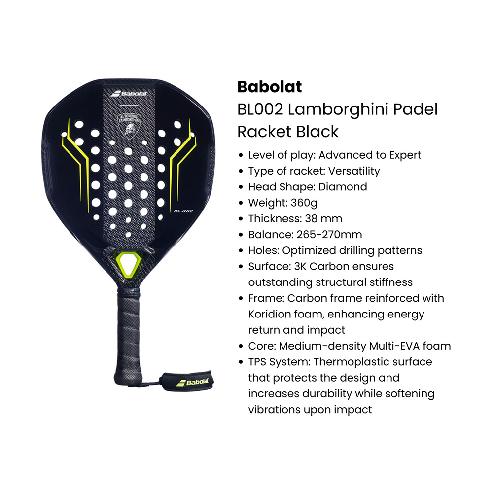 Babolat BL002 Lamborghini Padel Racket Black – voilà.id