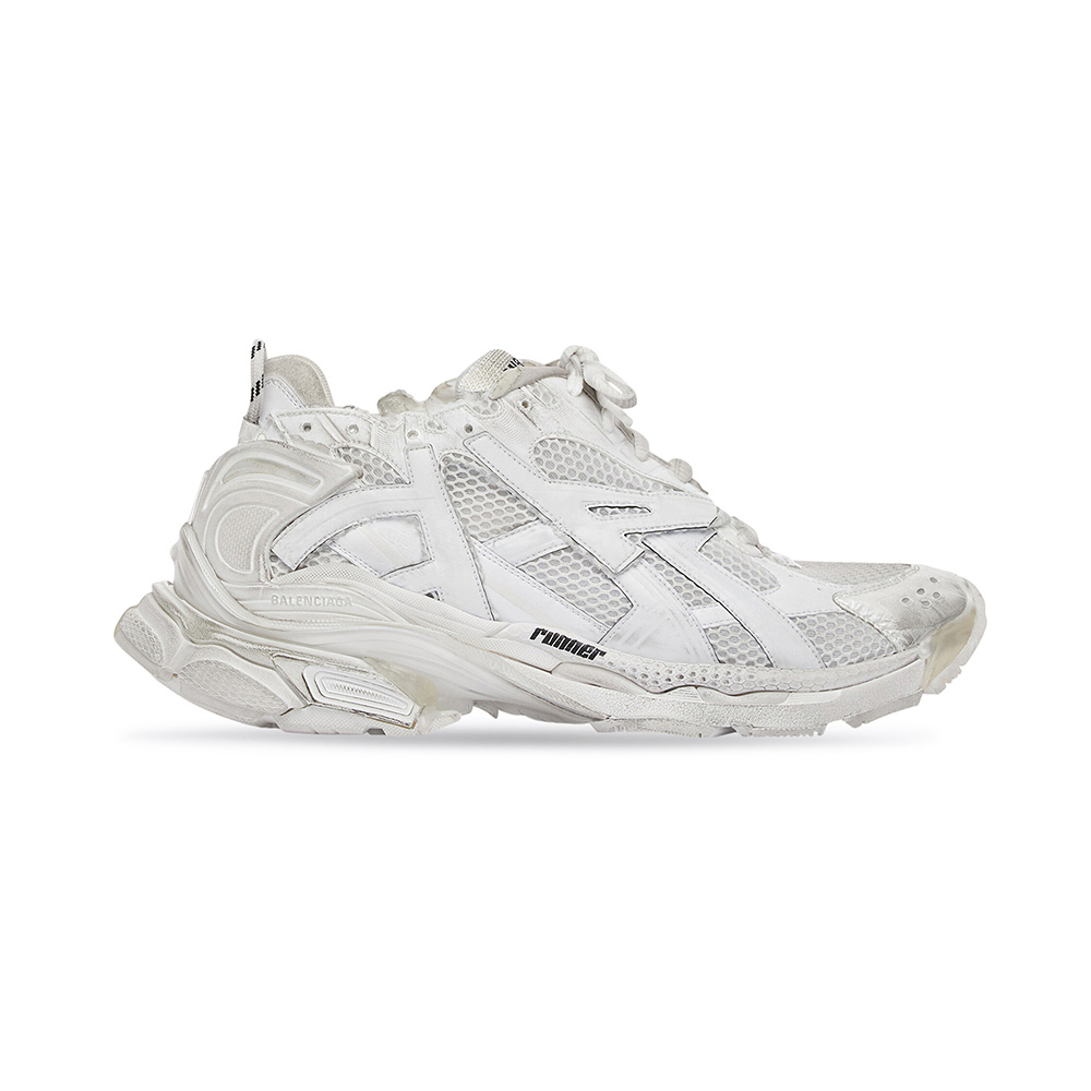 Balenciaga Runner Sneakers Mesh and Nylon with Dirty Effect White Men ...