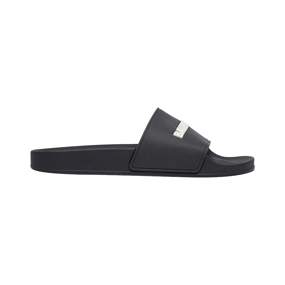 Balenciaga Pool Slide Sandals Grey Logo Black – voilà.id