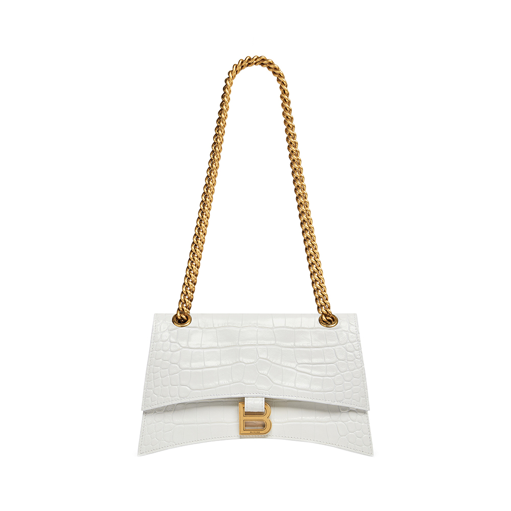 Balenciaga Crush Small Chain Bag Croco Embossed White Ghw – voilà.id
