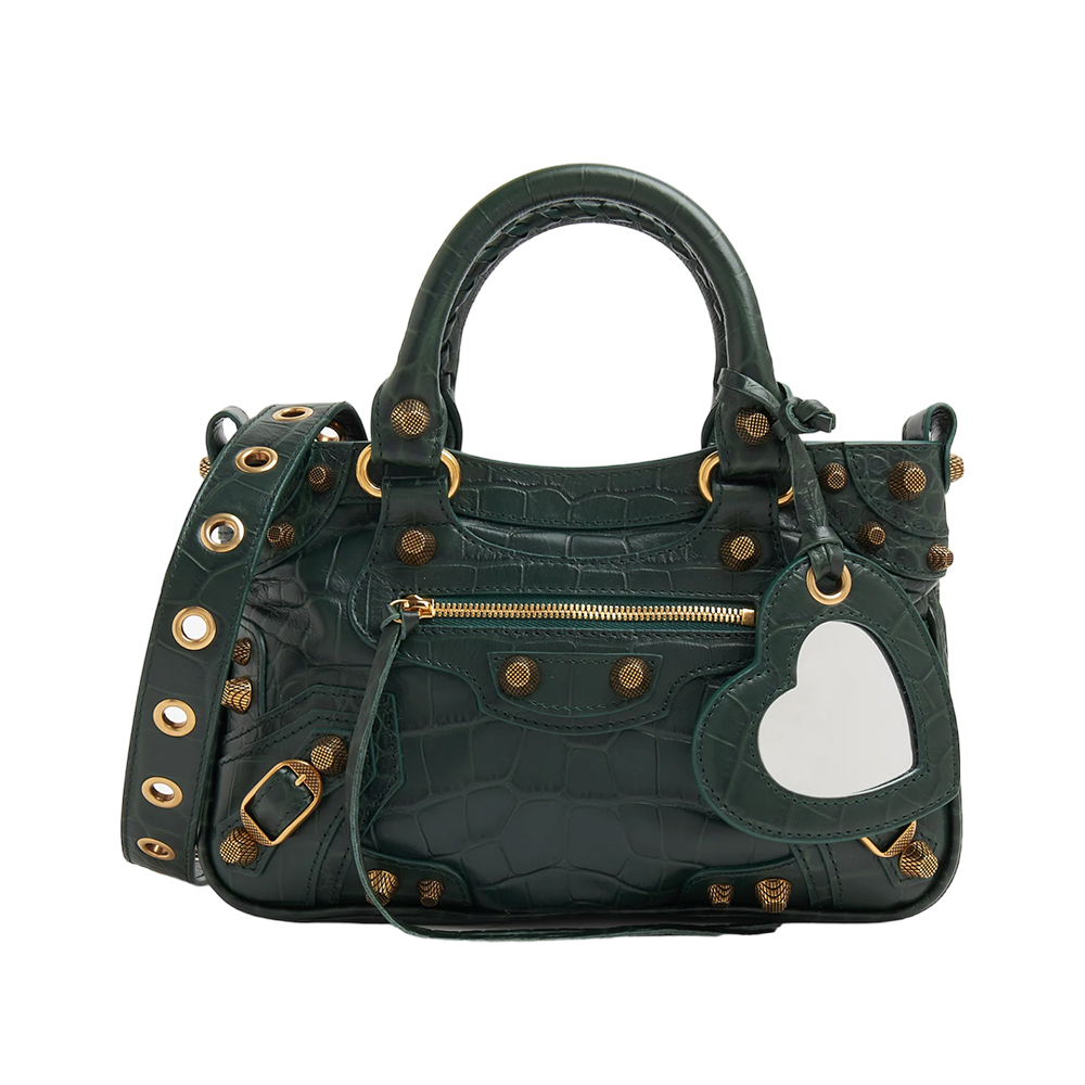 Balenciaga Neo Cagole Small Croco Embossed Handbag Green Ghw – voilà.id