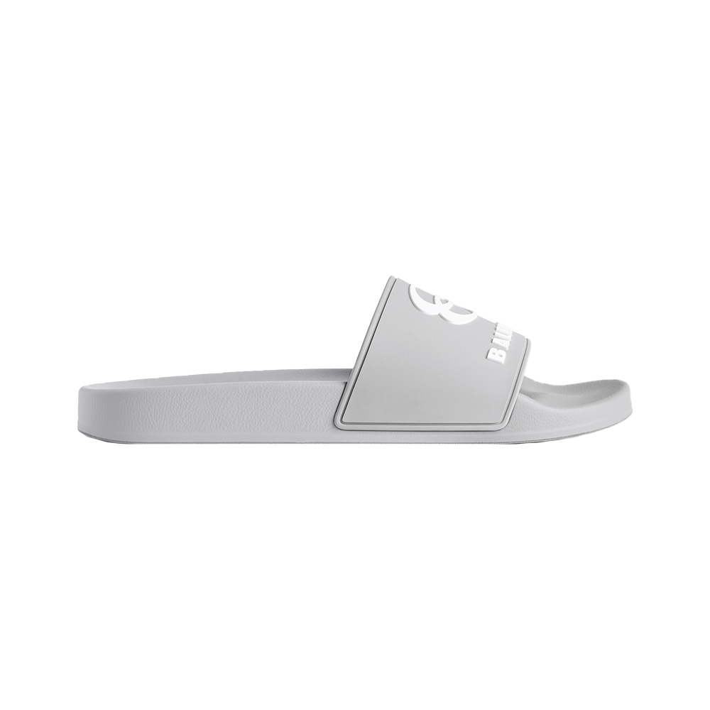 Balenciaga Pool Slide Logo Unity Icon Grey White – voilà.id