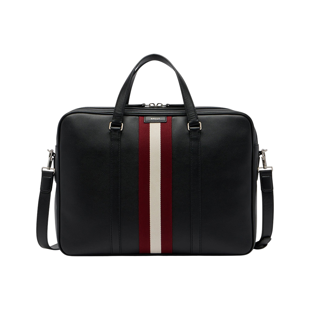 Bally Code Leather Briefcases Black Red – voilà.id