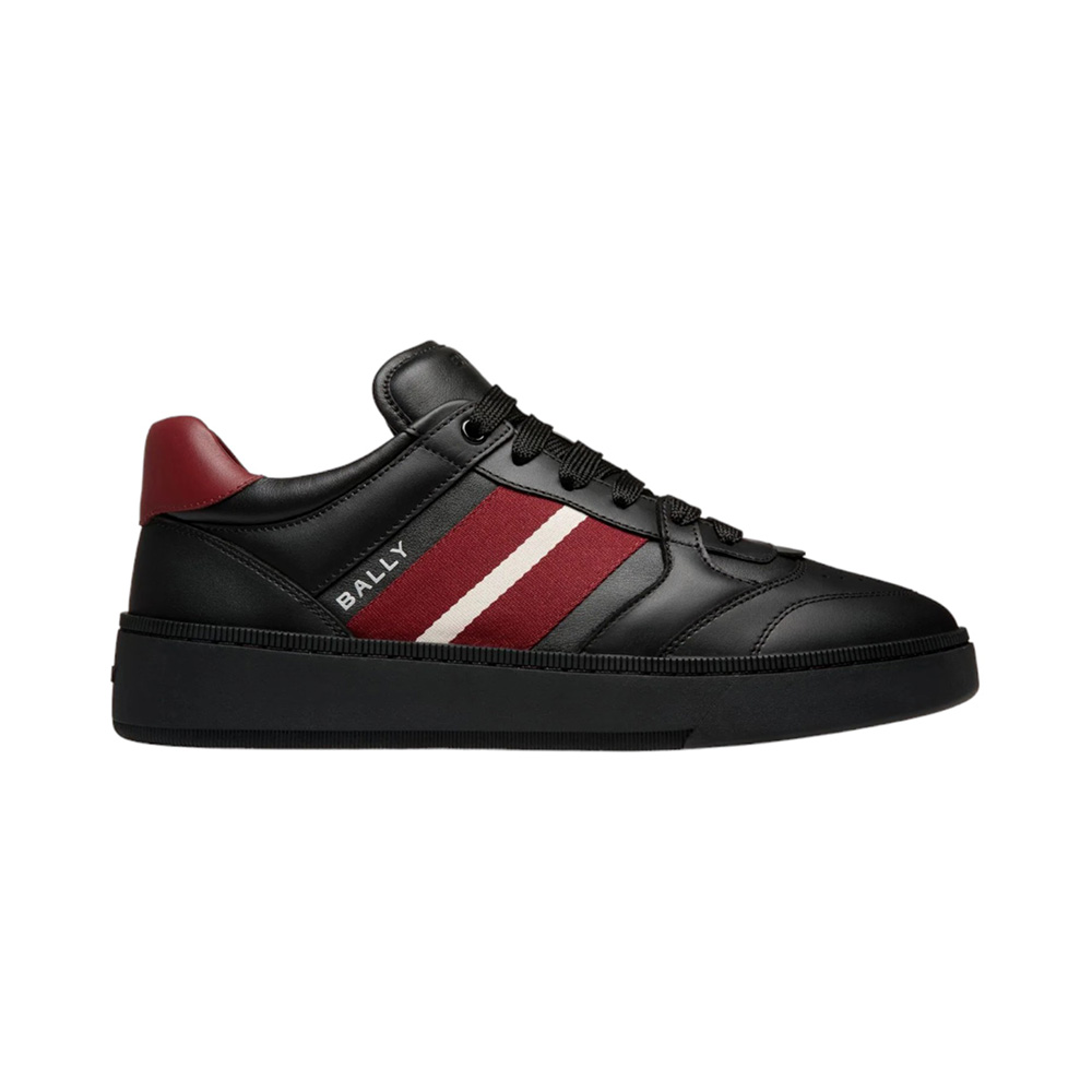 Bally Rebby Calfskin Leather Sneakers All Black/Red Men – voilà.id