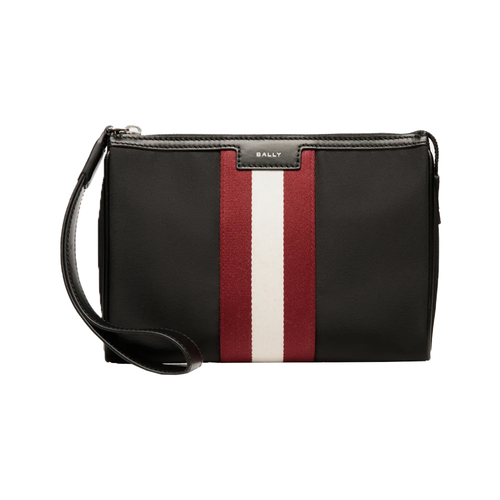 Bally Code Nylon Pouch Black Red – voilà.id
