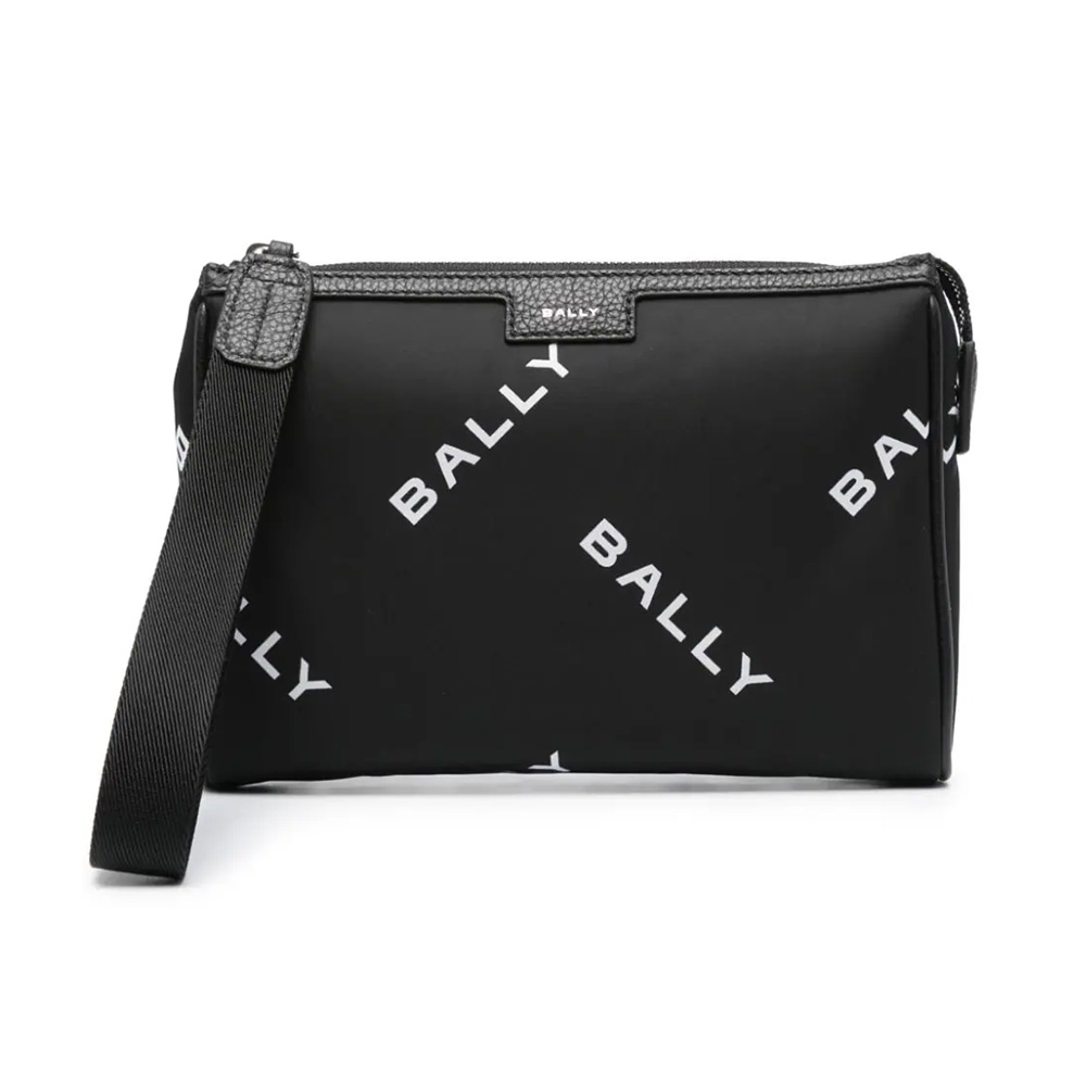 Bally Code Logo Nylon Clutch Bag Black – voilà.id