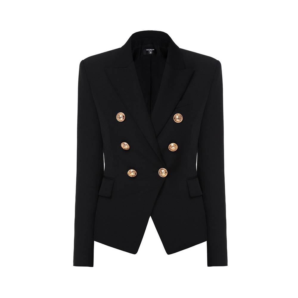 Balmain Double Breasted Wool Blazer Black – voilà.id