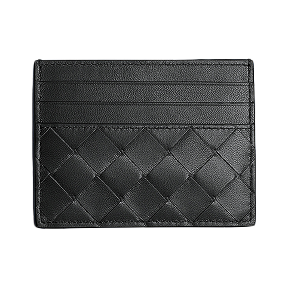 Bottega Veneta Plait Pattern Credit Card Case Lambskin Black – voilà.id