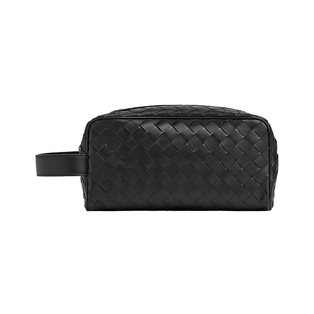 Bottega Veneta Intrecciato Travel Pouch Leather With Handle Black ...