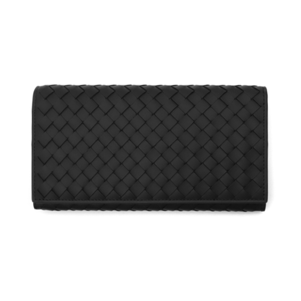 Bottega Veneta Intrecciato Long Bi-Fold Wallet Coin Zipper Black – voilà.id
