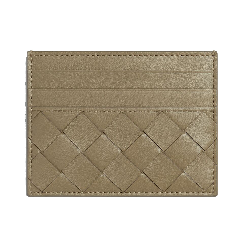 Bottega Veneta Plait Pattern Credit Card Case Lambskin Taupe – voilà.id