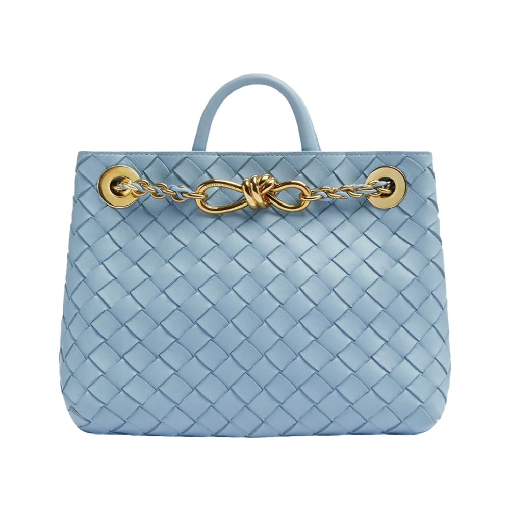 Bottega Veneta Small Andiamo Shoulder Bag with Chain Light blue – voilà.id