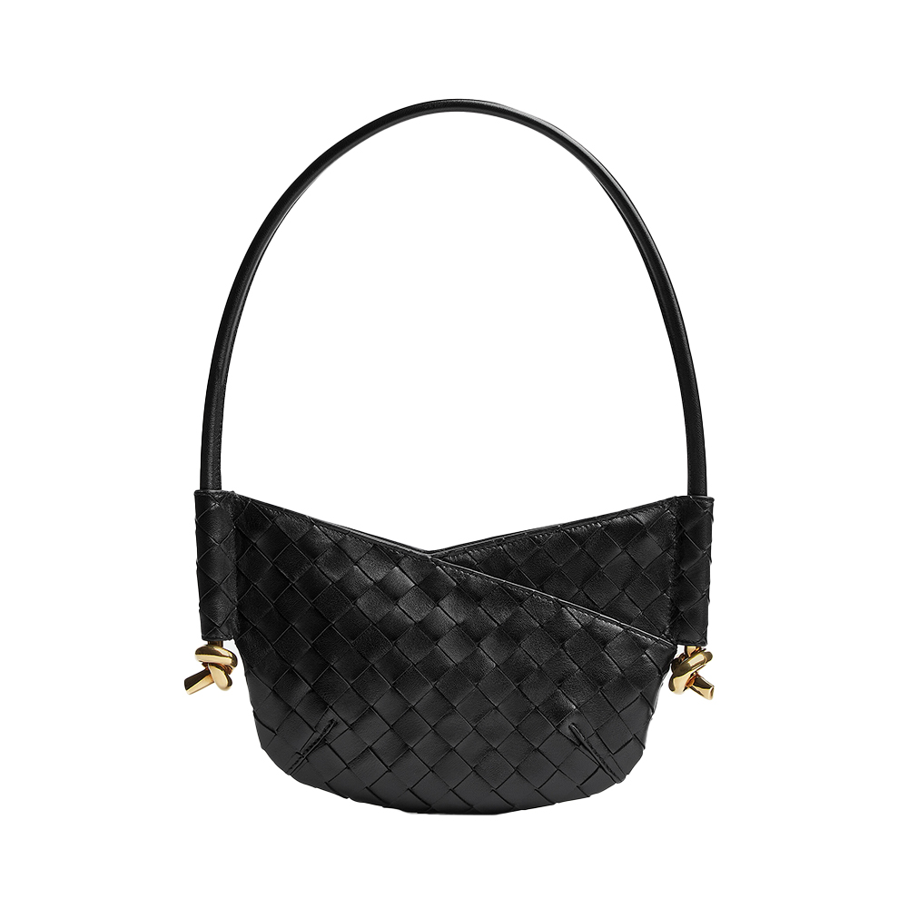 Bottega Veneta Mini Solstice Knot Detail Leather Shoulder Bag Black ...