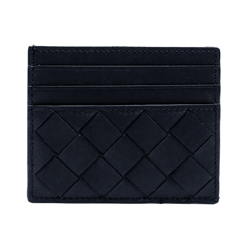 Bottega Veneta Plait Pattern Credit Card Case Black/Opaco – voilà.id