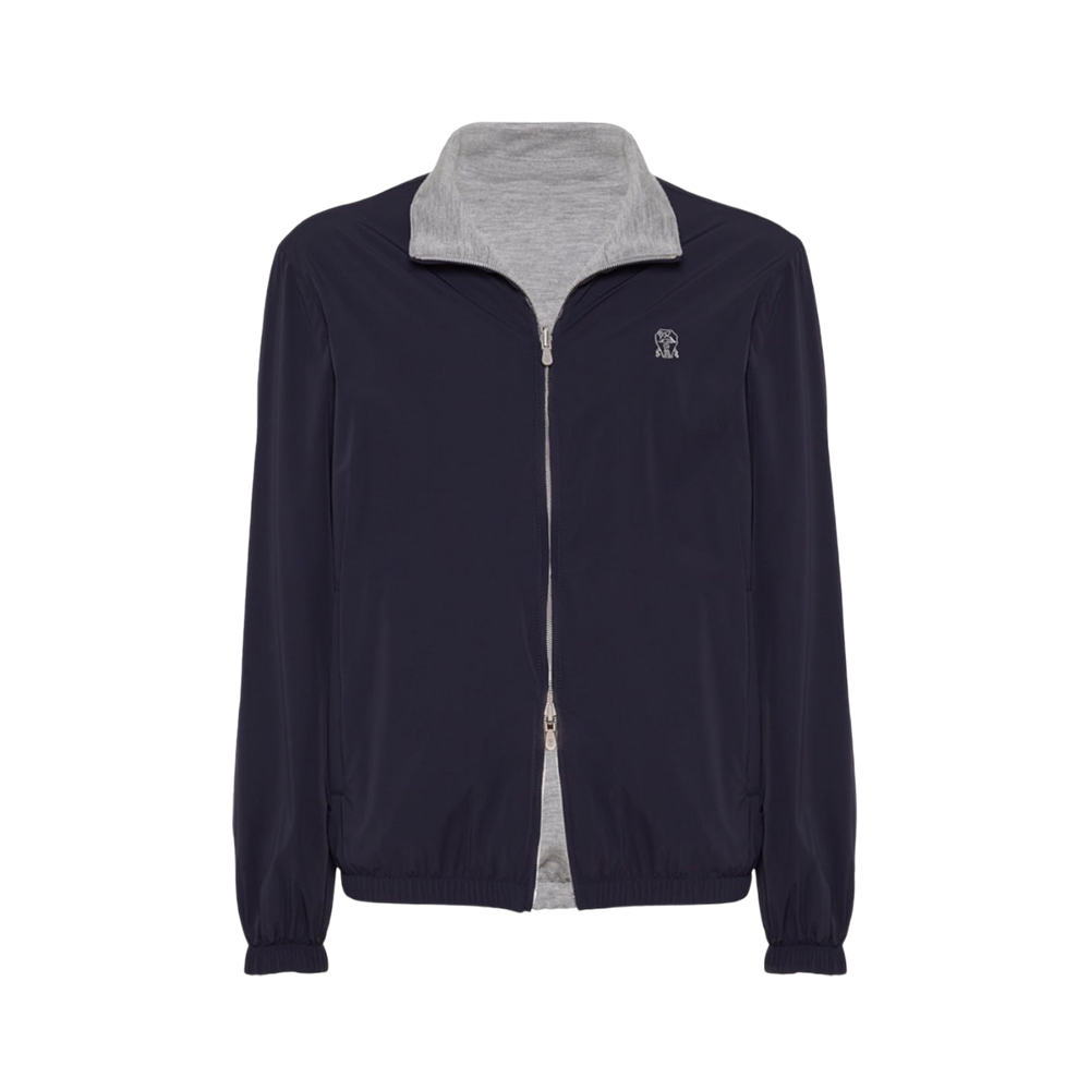Brunello Cucinelli Bonded Nylon Reversible Jacket Navy Grey – voilà.id