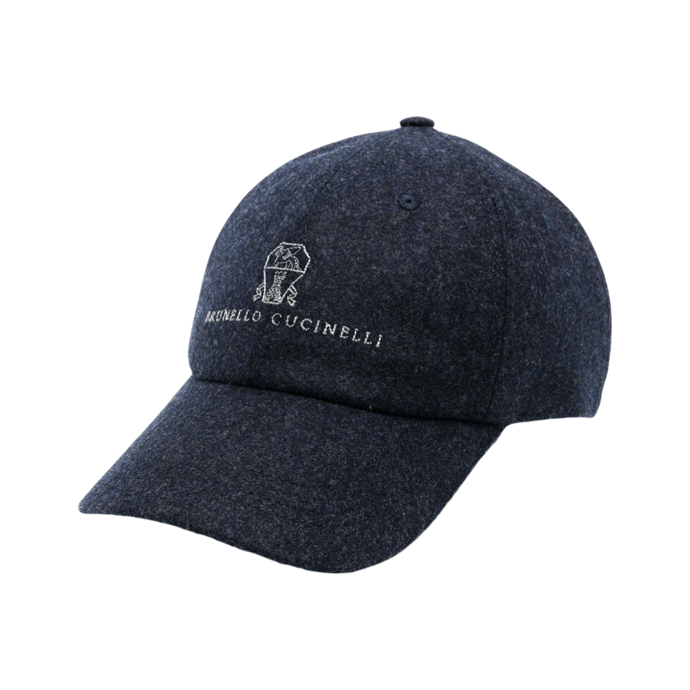 Brunello Cucinelli Virgin Wool Flannel Baseball Cap with Embroidered ...