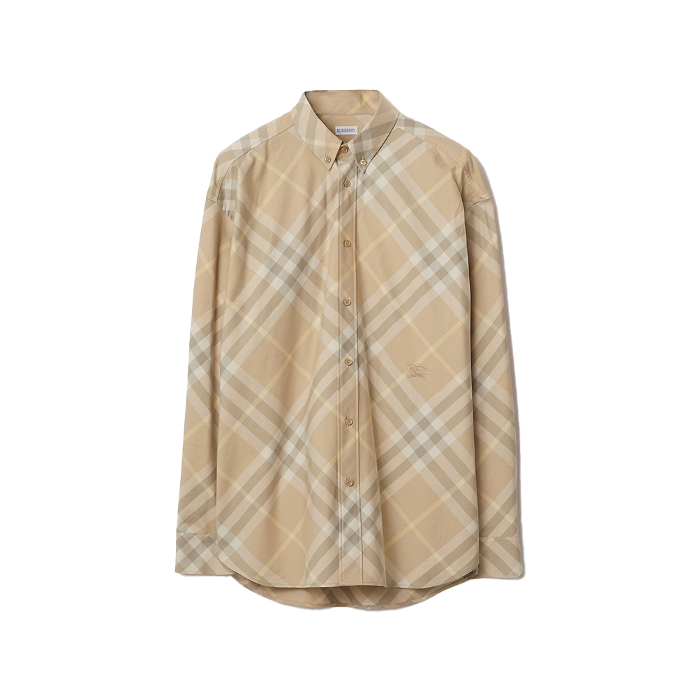 Burberry Check Cotton Long Sleeved Shirt Beige – voilà.id