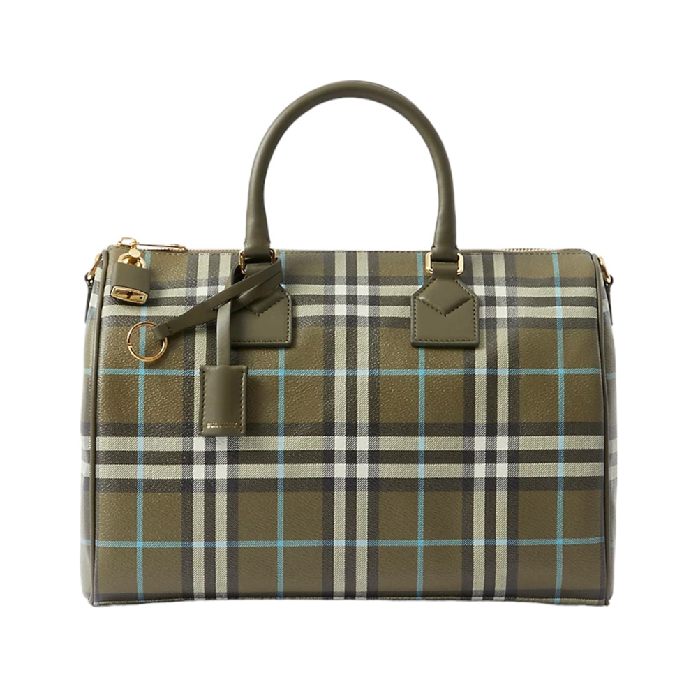 Burberry Check and Leather Medium Bowling Bag Military – voilà.id