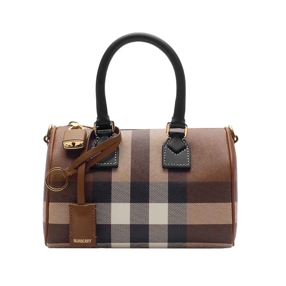 Burberry Mini Check Bowling Bag Dark Birch Brown – voilà.id