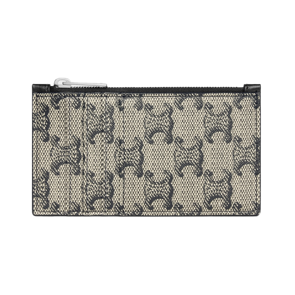 Celine Triomphe Canvas Calfskin Zipped Compact Card Holder Beige – voilà.id