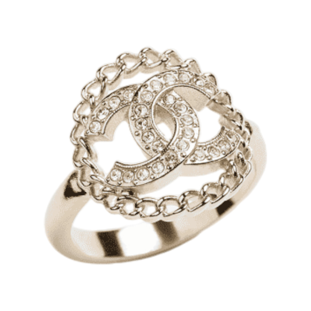Chanel CC Rings Round Metal Strass Gold and Crystal – voilà.id