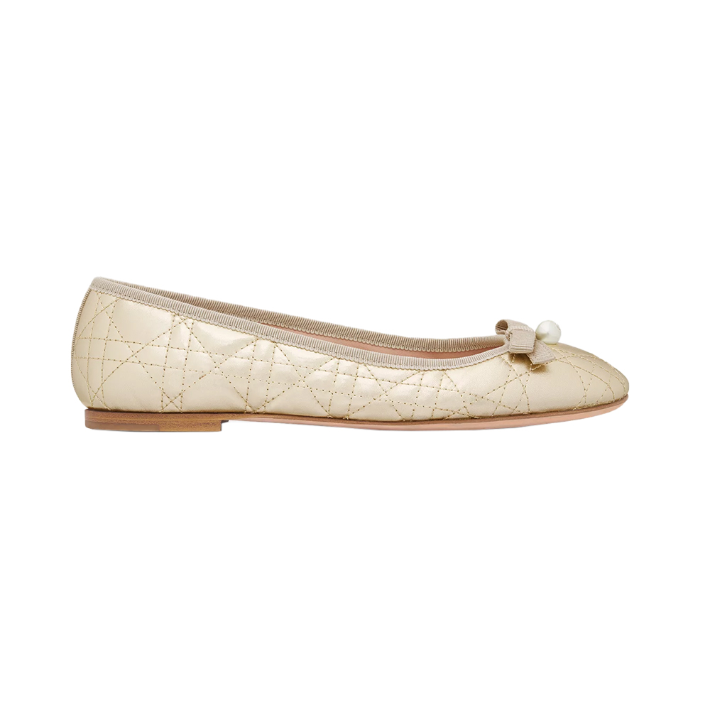 Christian Dior Ballet Flats Dancer Gold Laminated Lambskin with Quilted ...