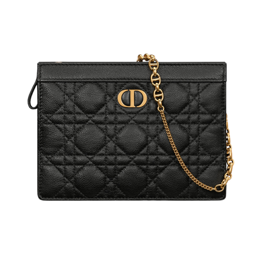 Christian Dior Caro Zipped Pouch with Chain Supple Cannage Calfskin ...