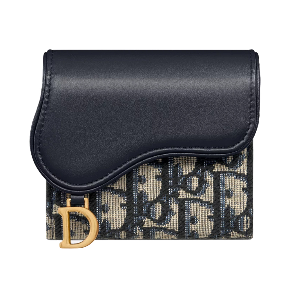 Christian Dior Saddle Lotus Wallet Oblique Jacquard Blue – voilà.id