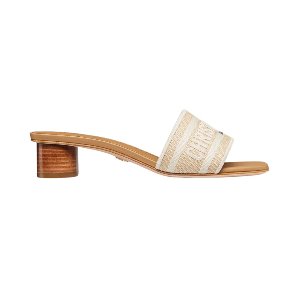 Christian Dior D'riviera Dway Heeled Slide Natural Raffia and White ...