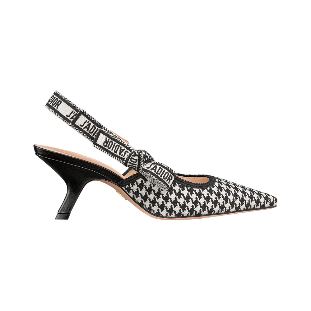 Christian Dior Slingback 65 Black and White Micro-Houndstooth Heels ...