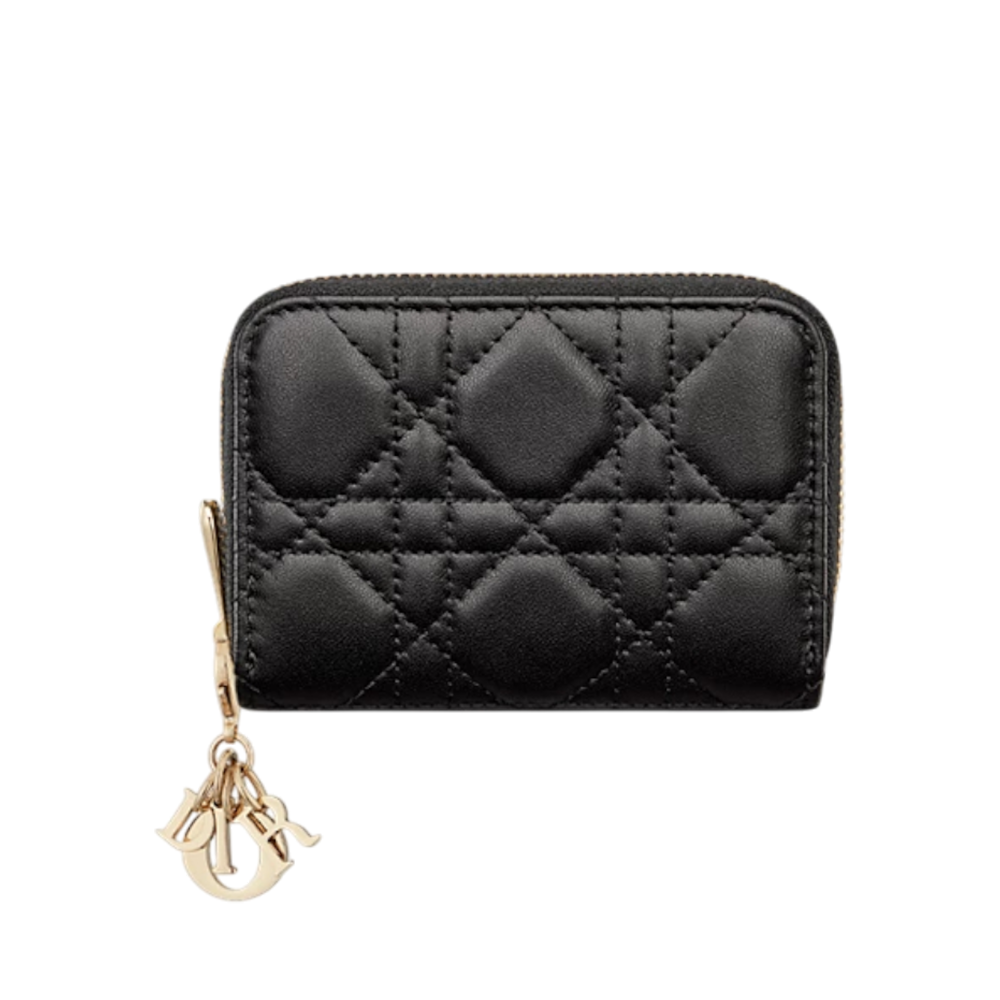 Christian Dior Small Lady D Voyageur Coin Purse Cannage Lambskin Black ...