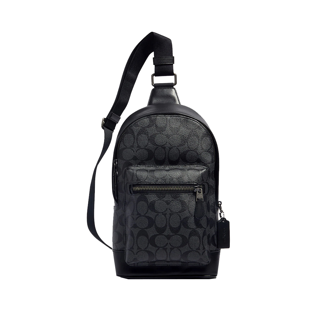 Coach West Pack In Signature Canvas Gunmetal/Charcoal Black – voilà.id