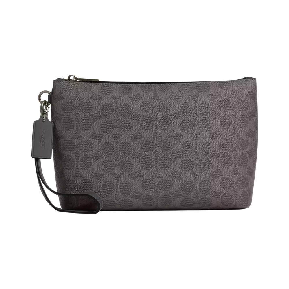 Coach Pouch In Signature Canvas Calf Leather Grey/Charcoal – voilà.id