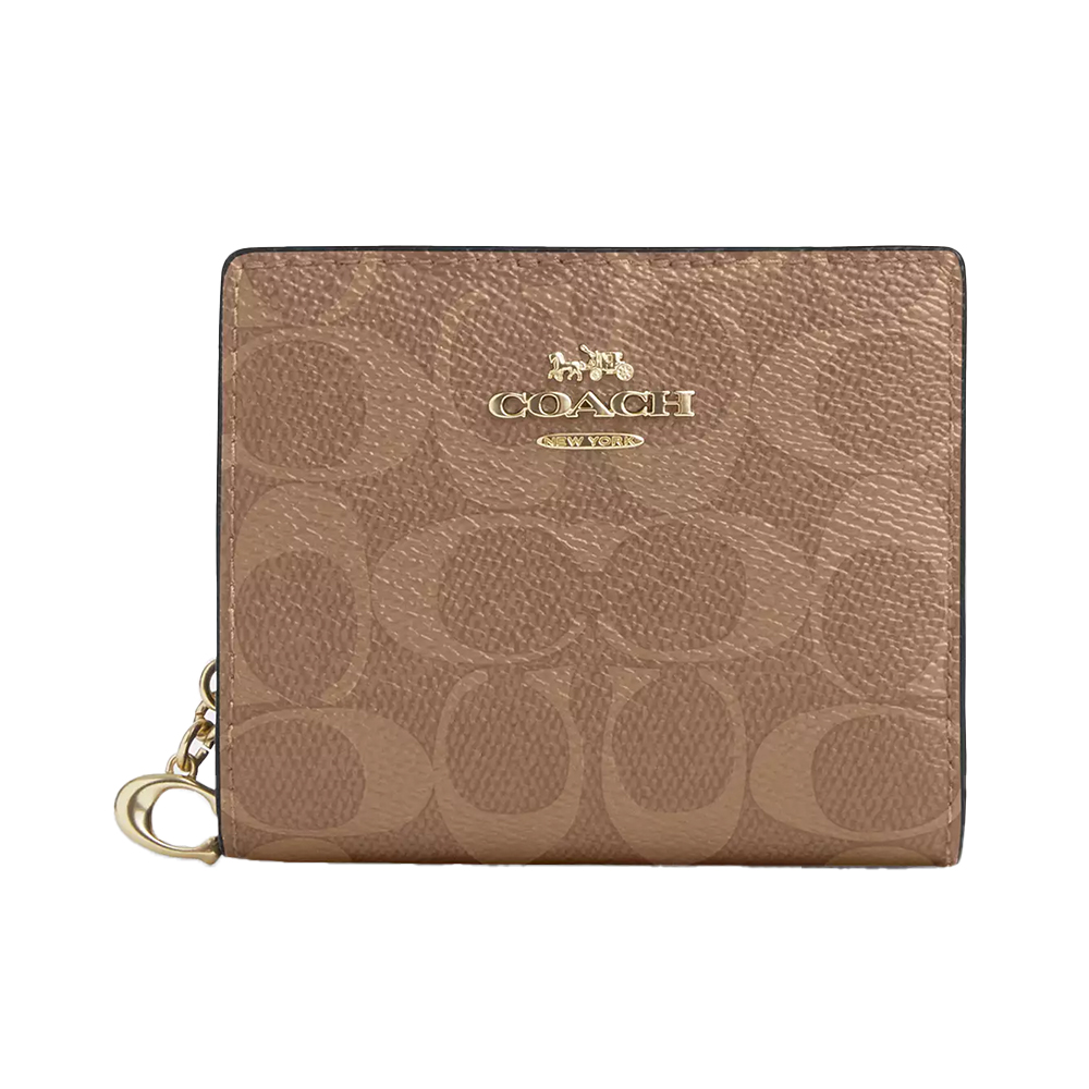 Coach Snap Wallet Signature Canvas Tan / Brown – voilà.id