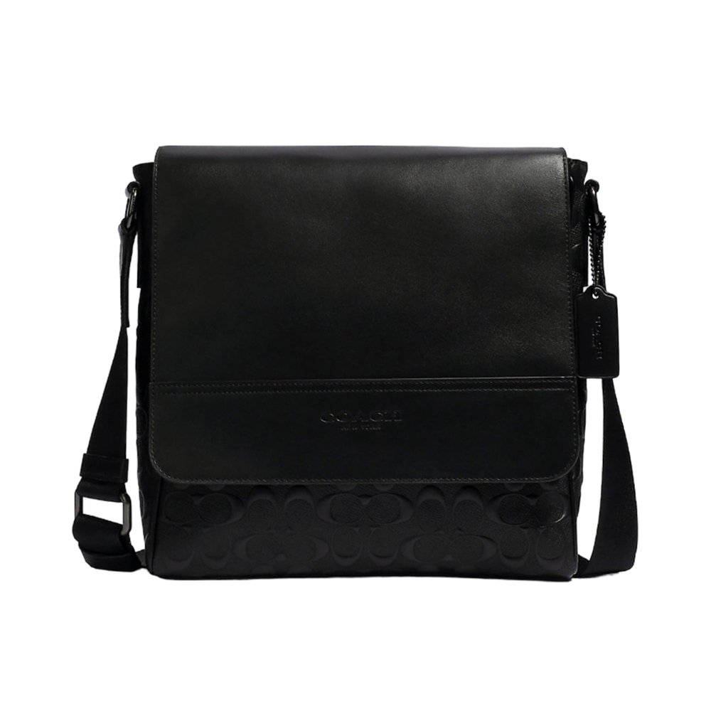 Coach Houston Map Bag Embossed Calfskin Leather Black – voilà.id