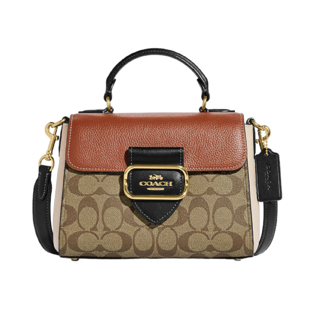 Coach Morgan Top Handle Satchel Colorblock Signature Khaki Multi – voilà.id
