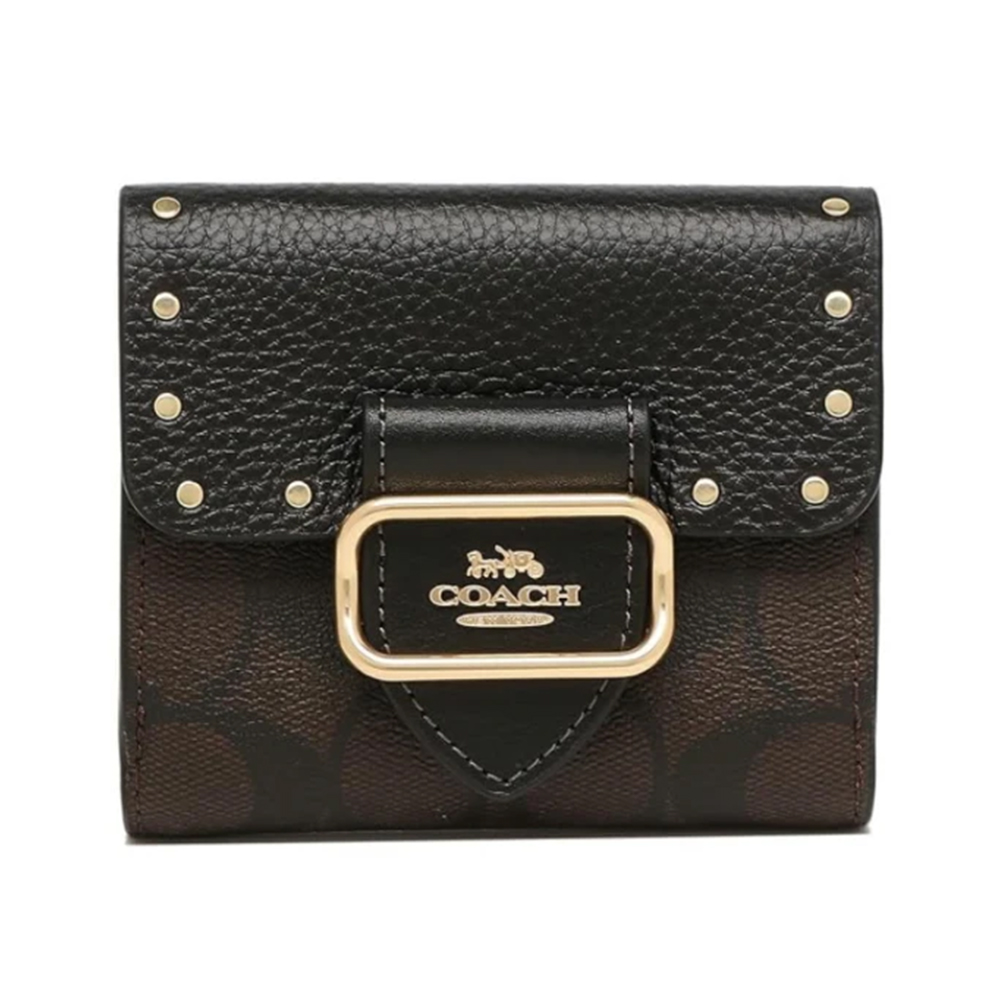 Coach Morgan Small Wallet Rivets Signature Brown Black Multi – voilà.id