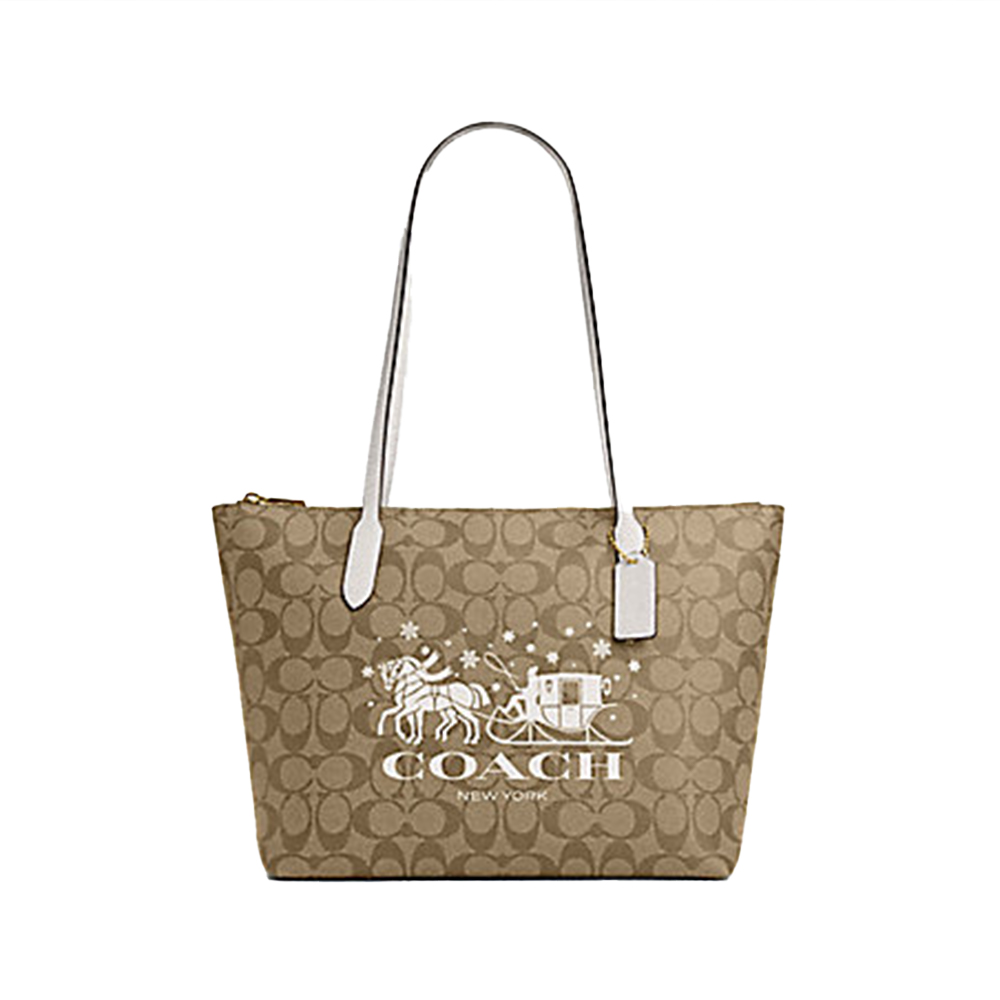 Coach Zip Tote Signature Khaki Chalk Multi – voilà.id