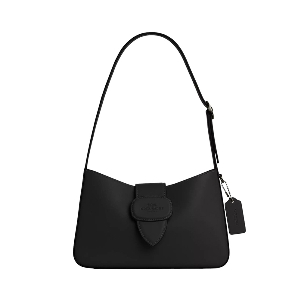 Coach Eliza Shoulder Bag Leather Covered Closure Black – voilà.id