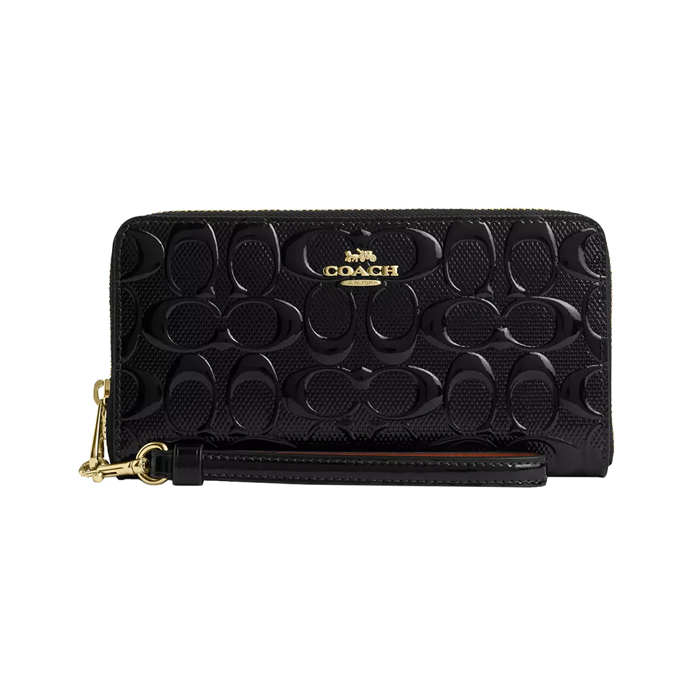 Coach Zip Long Wallet Embossed Patent Black – voilà.id