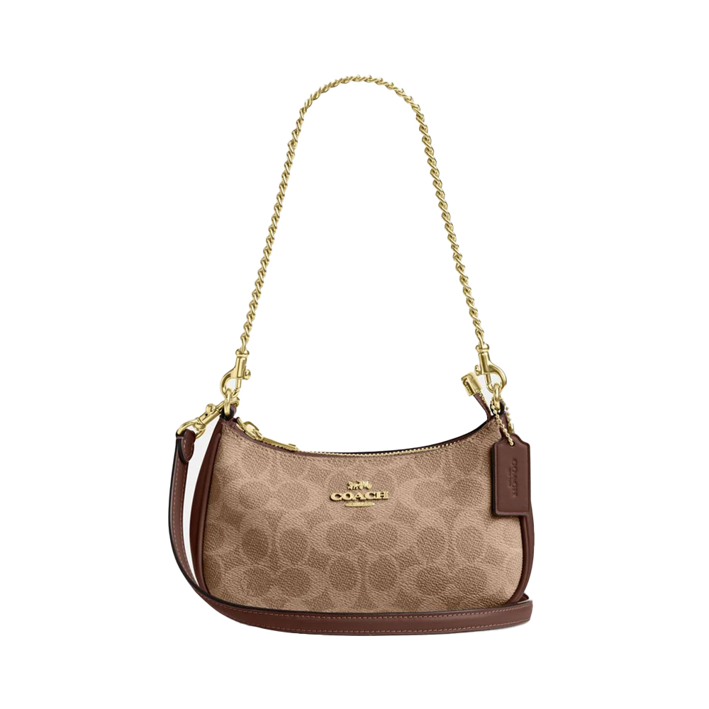 Coach Teri Signature Canvas Mini Shoulder Bag Walnut Brown – voilà.id