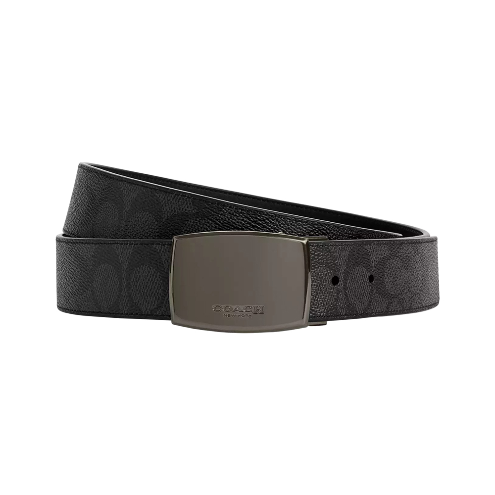 Coach Harness Buckle Gift Box Reversible Belt 38mm Signature Charcoal ...