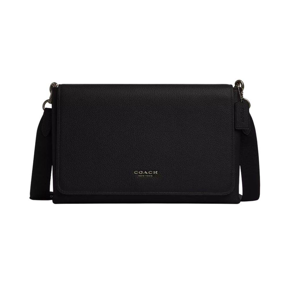 Coach Caleb Pebble Leather Messenger Bag Black – voilà.id