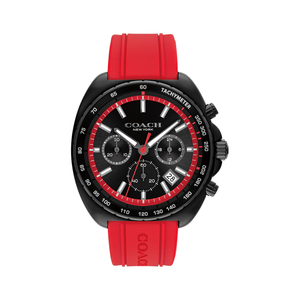 Coach Charter 44 - Chronograph Red Rubber Strap – voilà.id