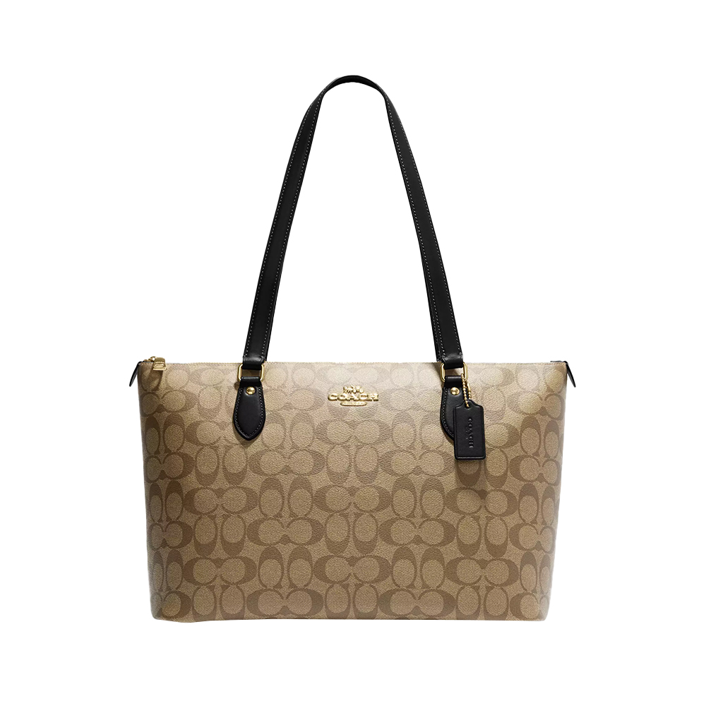 Coach Gallery Tote In Signature Canvas Khaki Black – voilà.id