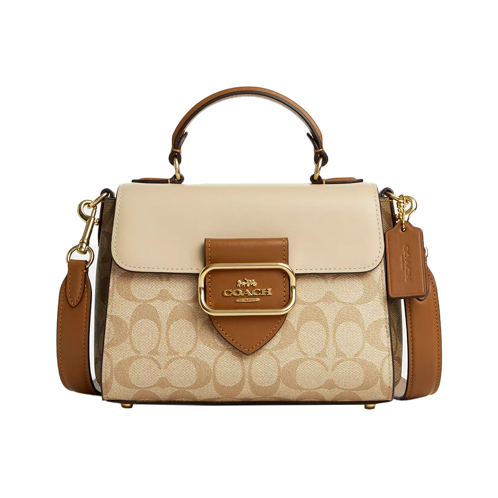 Coach Morgan Top Handle Satchel Colorblock Signature Khaki Multi – voilà.id